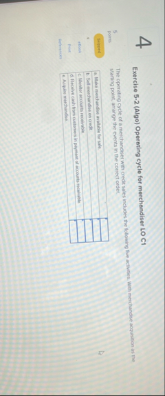 Solved 4Exercise 5-2 (Algo) ﻿Operating cycle for | Chegg.com