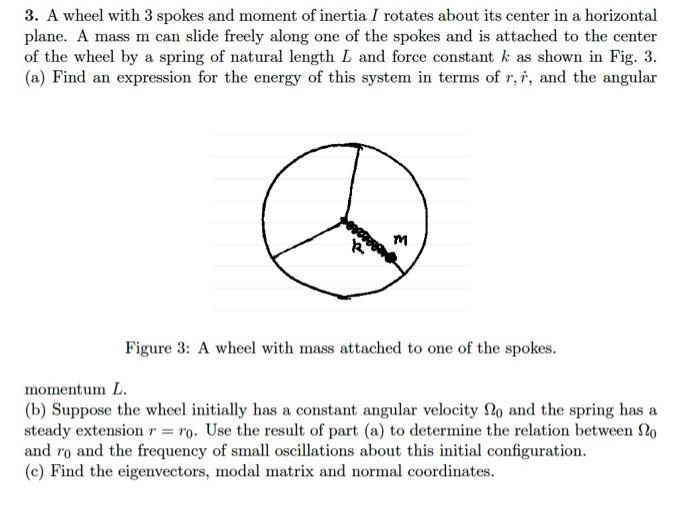 Solved 3. A wheel with 3 spokes and moment of inertia I | Chegg.com