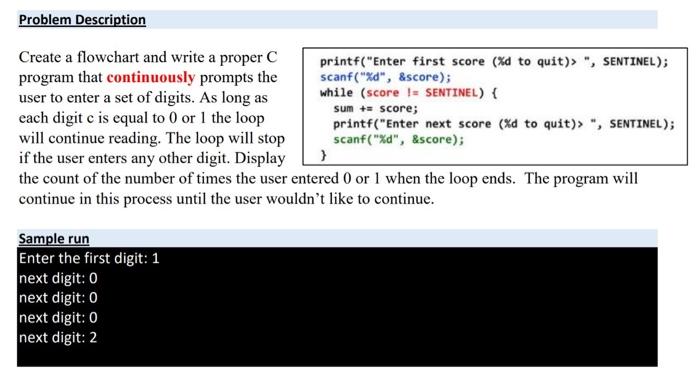 Solved Problem Description Create a flowchart and write a | Chegg.com