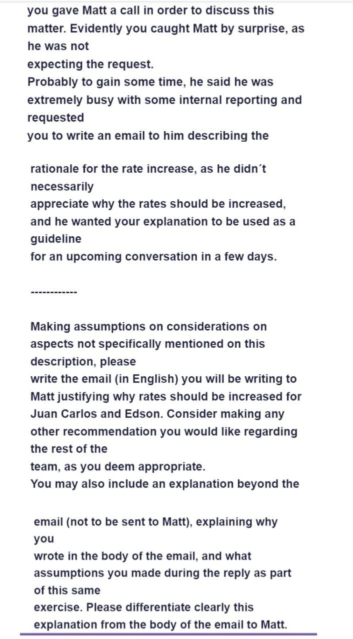 Solved Matt is your counterpart at Gourmet Ventures, company | Chegg.com