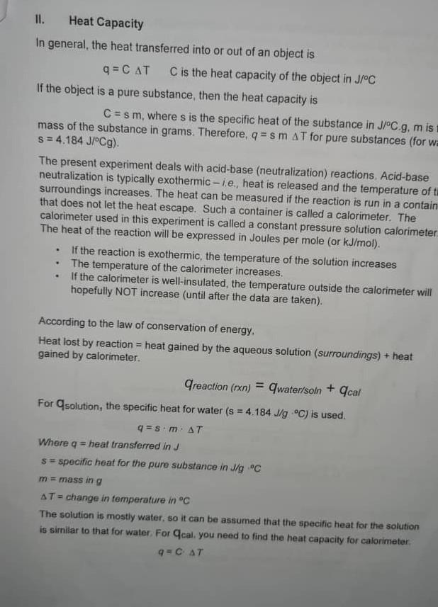 Solved Procedures B \& C 1. Start with a dry calorimeter 2. | Chegg.com