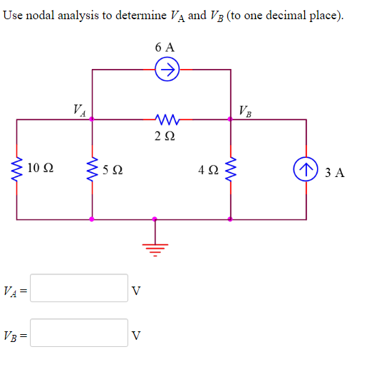Solved Use nodal analysis to determine VA ﻿and VB (to one | Chegg.com