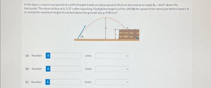 Solved In the figure, a stone is projected at a cliff of | Chegg.com