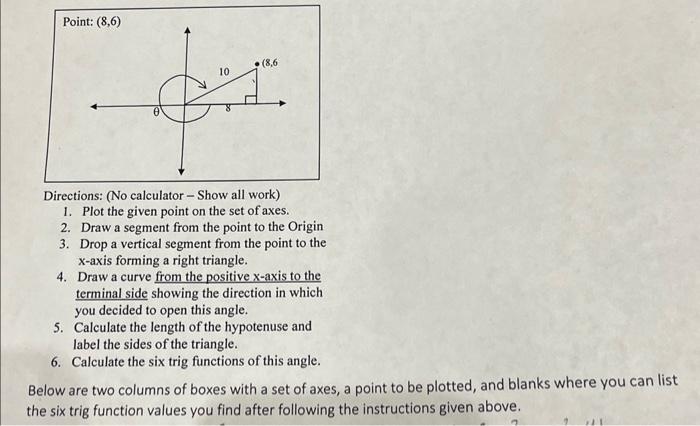 Solved Directions: (No calculator - Show all work) 1. Plot | Chegg.com