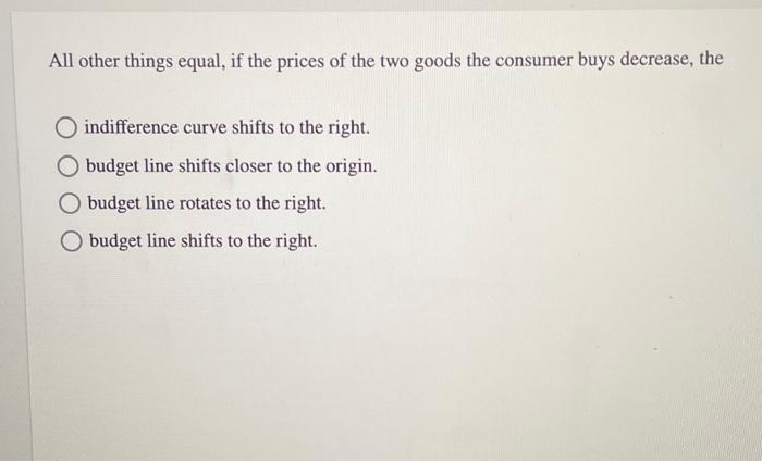 Solved All other things equal, if the prices of the two | Chegg.com