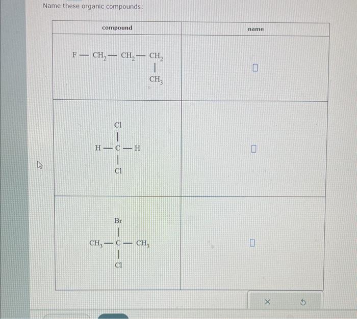 Solved Name these organic compounds: | Chegg.com