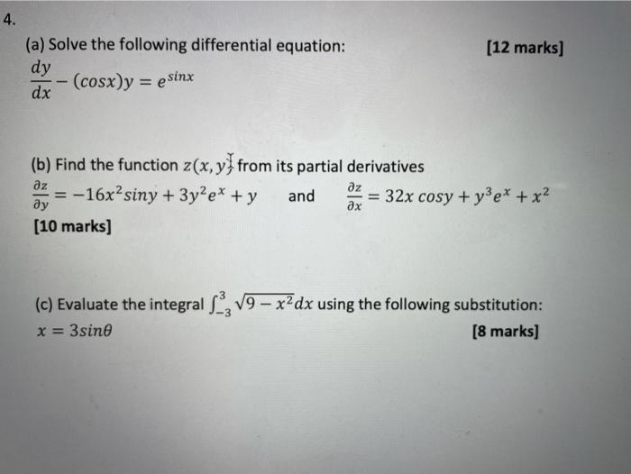 Solved 4. [12 marks] (a) Solve the following differential | Chegg.com