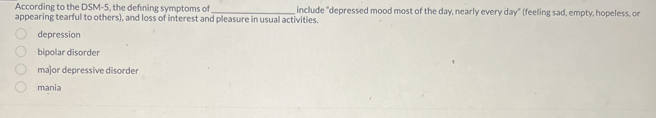 Solved According to the DSM-5, ﻿the defining symptoms of q, | Chegg.com