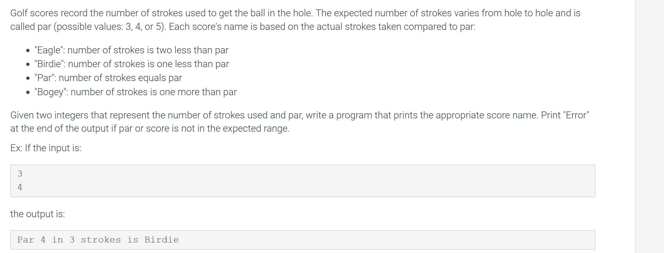 Solved Golf scores record the number of strokes used to get | Chegg.com