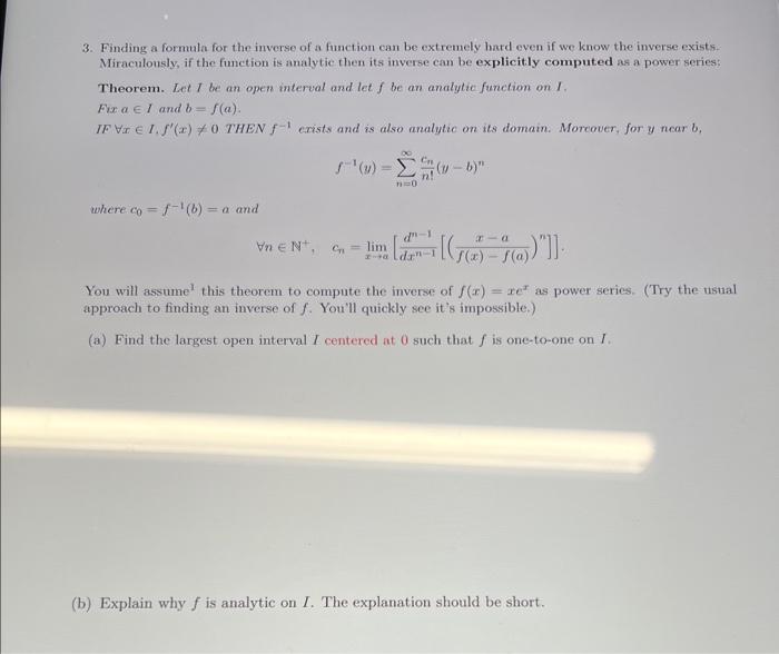 Solved 3. Finding a formula for the inverse of a function | Chegg.com