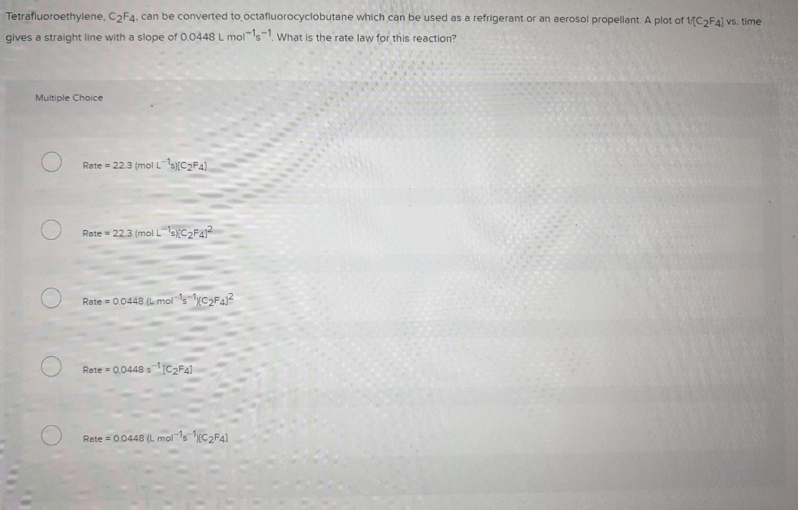 Solved Tetrafluoroethylene, C2F4, can be converted | Chegg.com