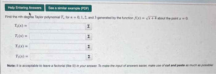 Solved Find the nth degree Taylor polynomial Tn for n=0,1,2, | Chegg.com