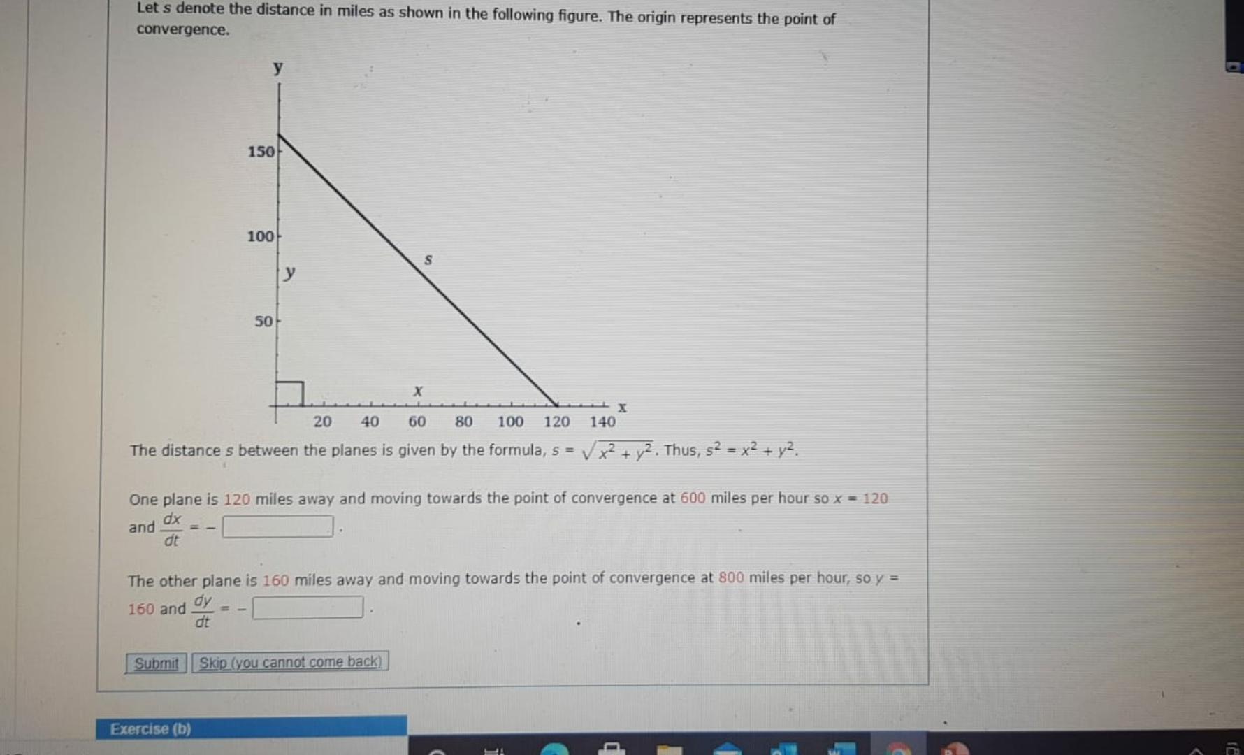 Solved Let s denote the distance in miles as shown in the | Chegg.com