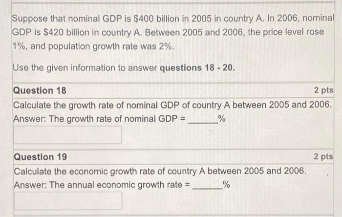 Solved Suppose that nominal GDP is $400 billion in 2005 in | Chegg.com