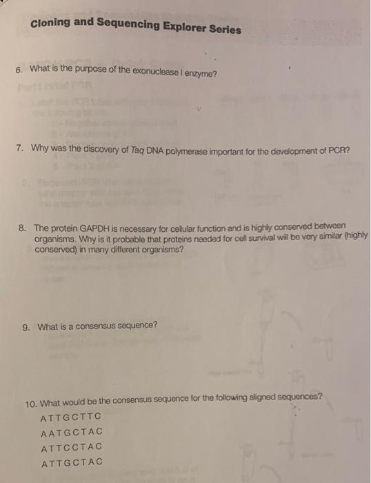 Solved Cloning and Sequencing Explorer Series 6. What is the | Chegg.com