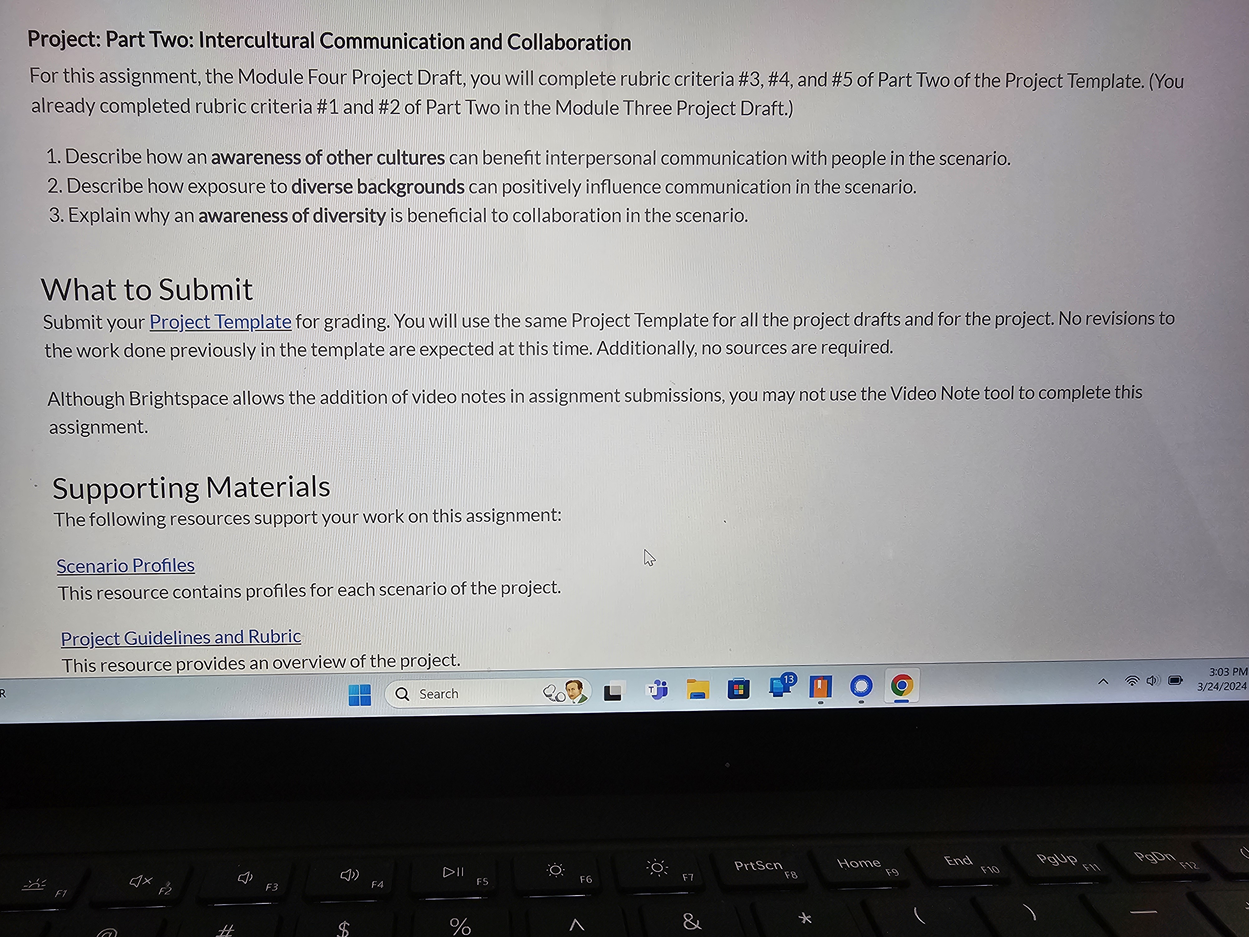 Solved Project: Part Two: Intercultural Communication and | Chegg.com