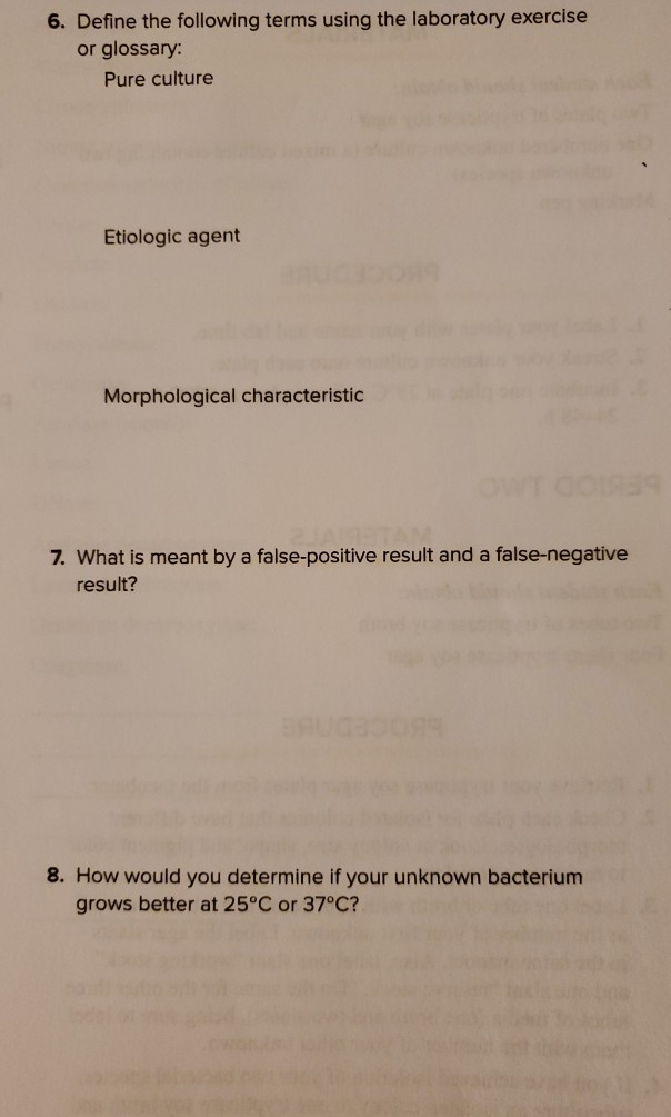 Solved 6. Define the following terms using the laboratory | Chegg.com