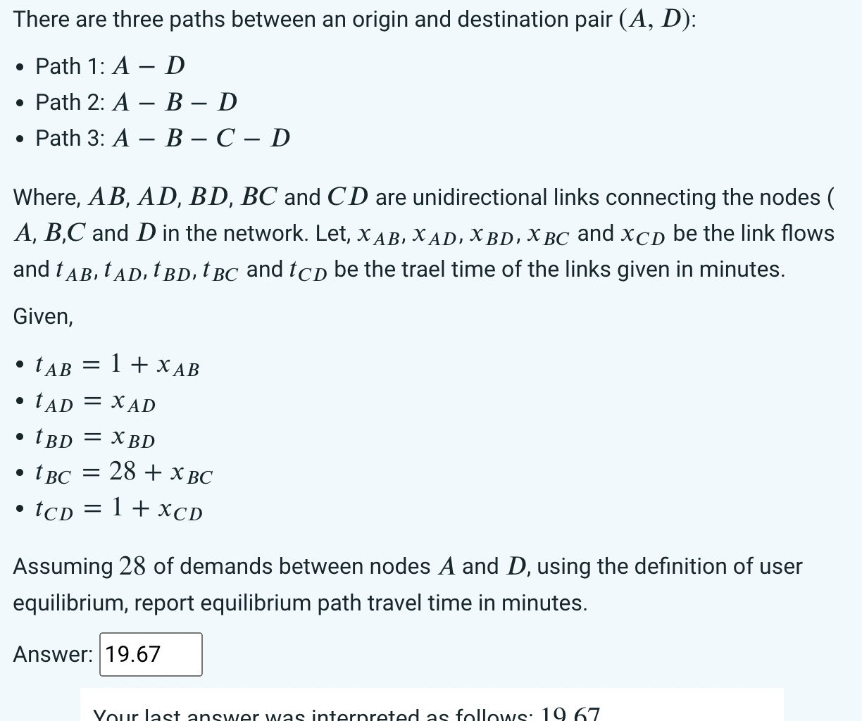 Solved There are three paths between an origin and | Chegg.com