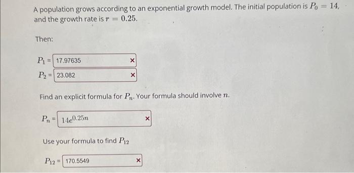 Solved A population grows according to an exponential growth | Chegg.com