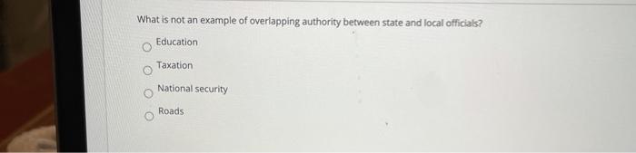 Solved What is not an example of overlapping authority | Chegg.com