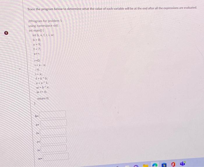 Solved race the program below to determine what the value of | Chegg.com