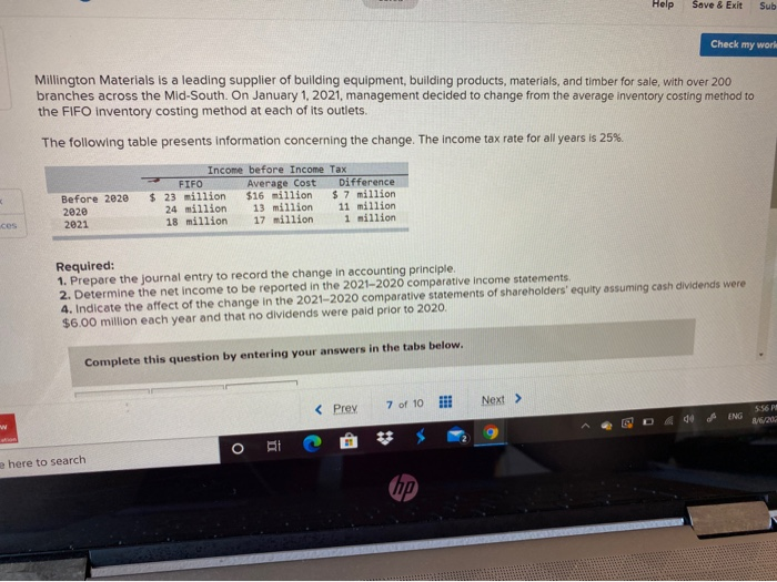 Solved Help Save & Exit Sub Check my work Millington | Chegg.com
