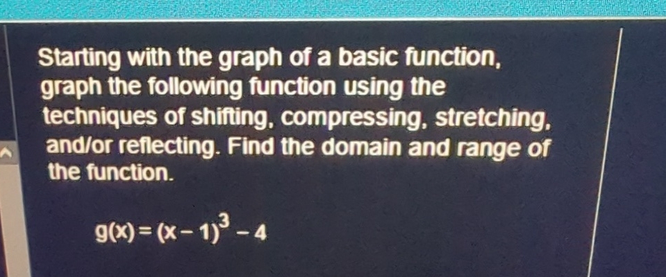 Solved Starting with the graph of a basic function, graph | Chegg.com Solved Starting with the graph of a basic function, graph | Chegg.com
