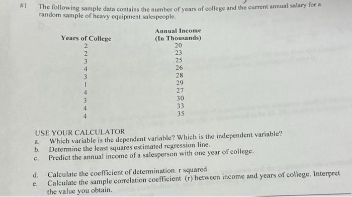 Solved #1 The following sample data contains the number of | Chegg.com