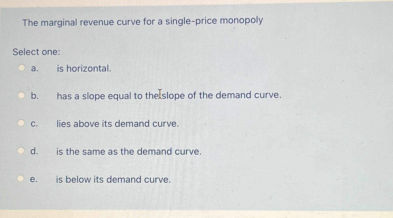Solved The marginal revenue curve for a single-price | Chegg.com