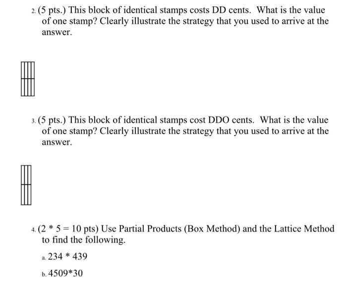 Solved 2. (5 pts.) This block of identical stamps costs DD | Chegg.com