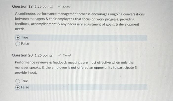 Solved A continuous performance management process | Chegg.com
