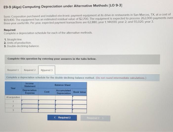 Solved E9-9 (Algo) Computing Depreciation under Alternative | Chegg.com
