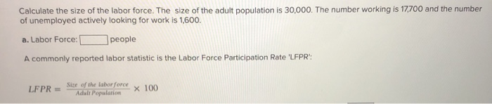 Solved Calculate the size of the labor force. The size of | Chegg.com