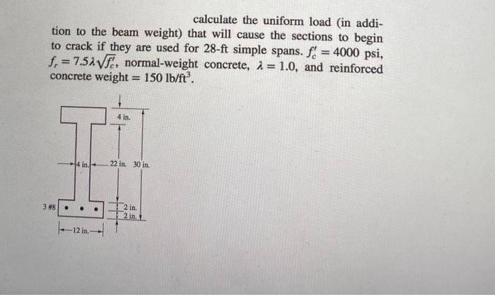 Solved calculate the uniform load (in addi- tion to the beam | Chegg.com