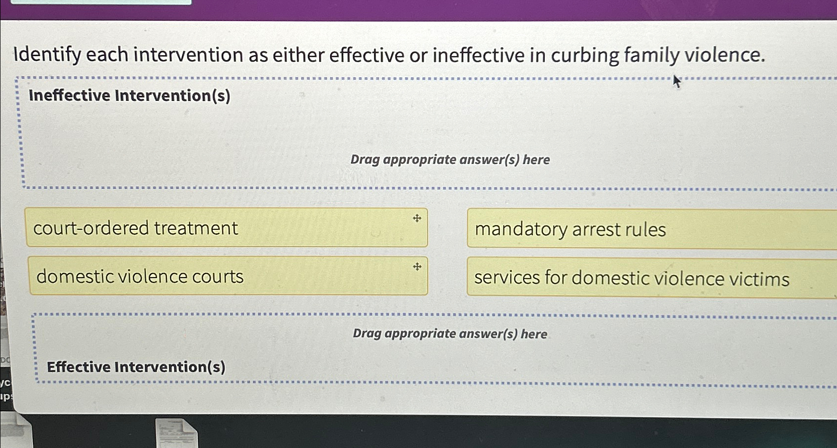 Solved Identify each intervention as either effective or | Chegg.com