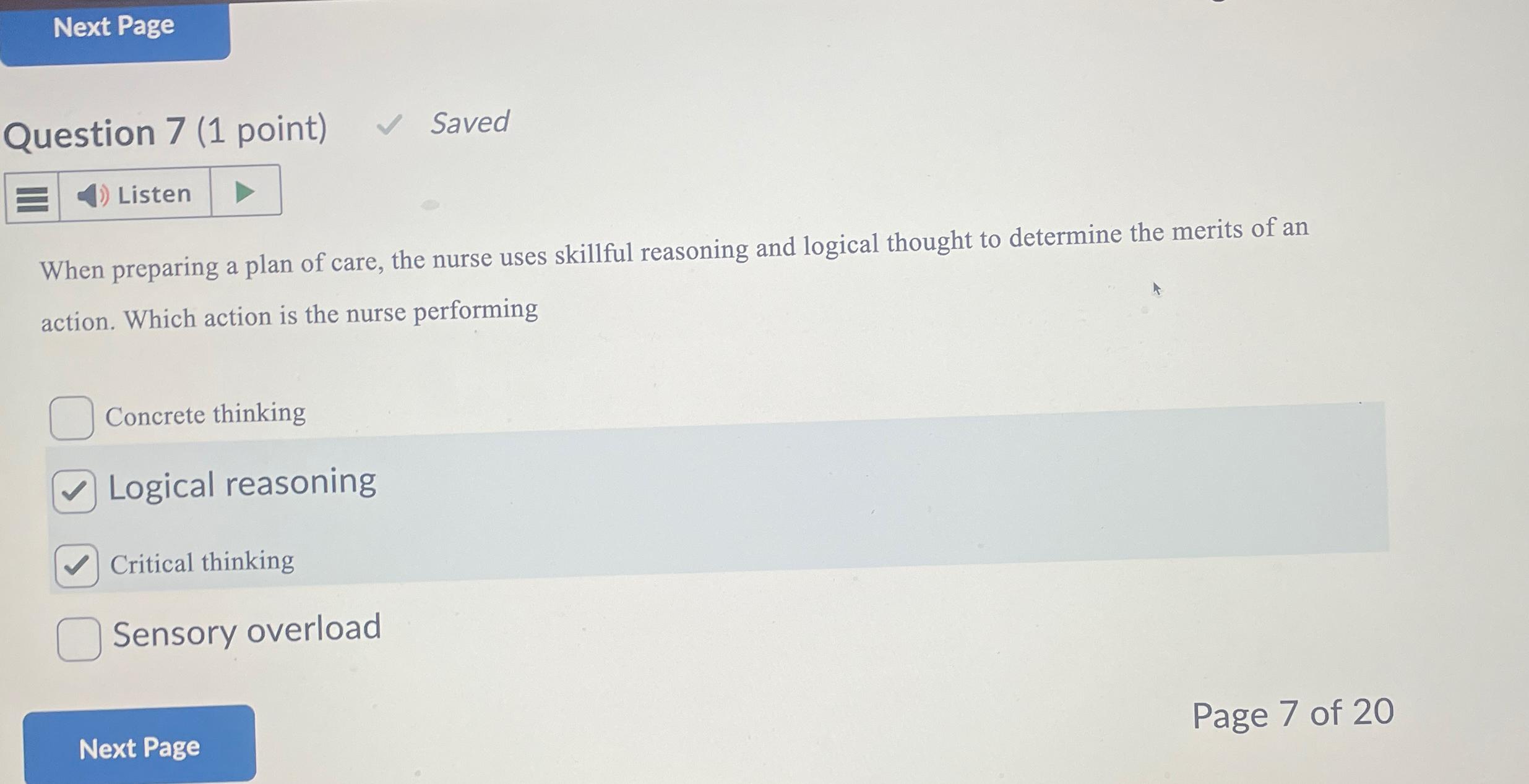 Solved Next PageQuestion 7 (1 ﻿point) ﻿SavedWhen preparing | Chegg.com
