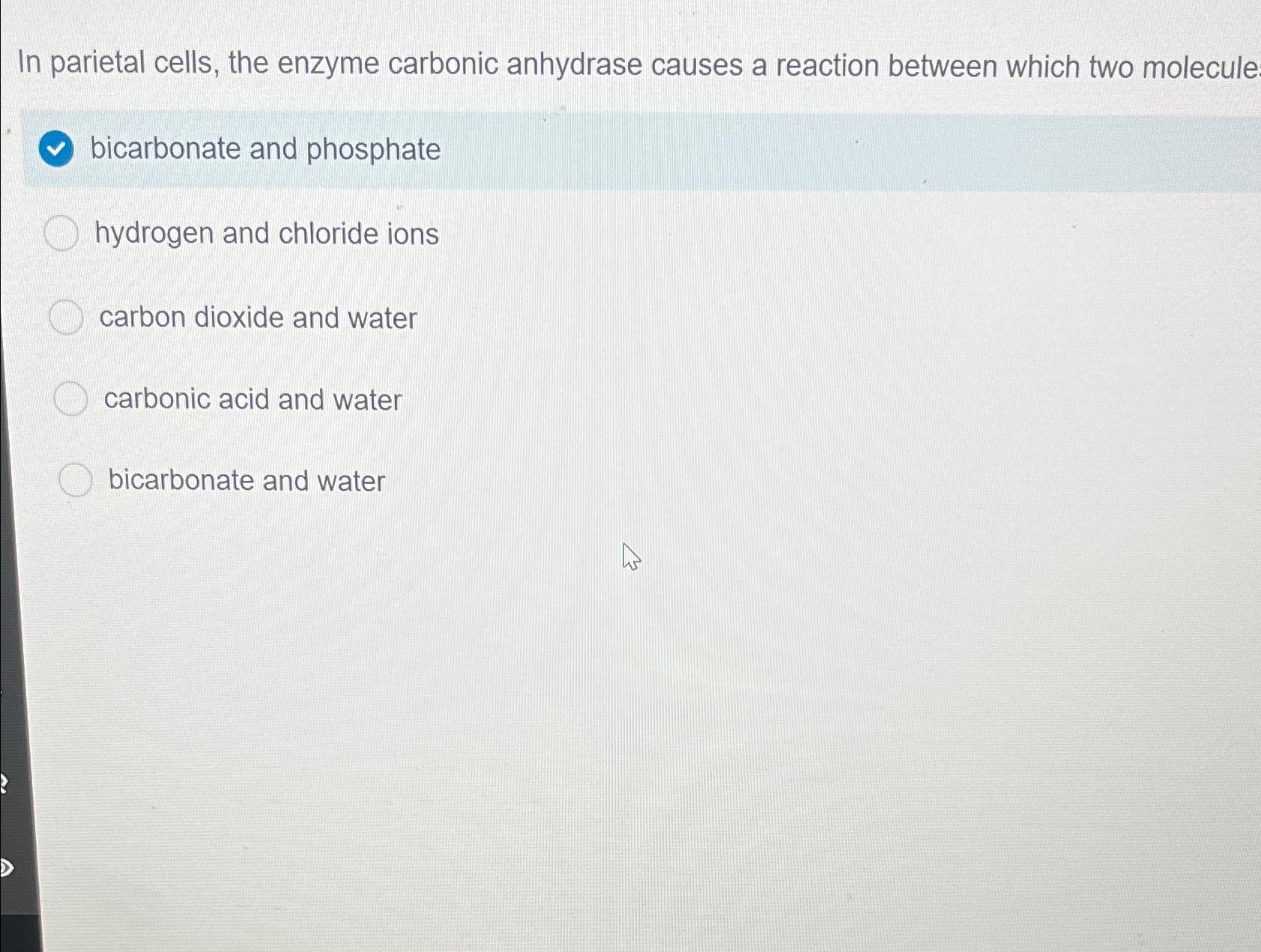Solved In parietal cells, the enzyme carbonic anhydrase | Chegg.com