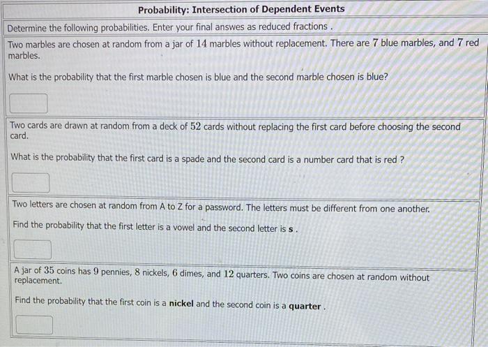 Solved Probability: Intersection of Dependent Events | Chegg.com