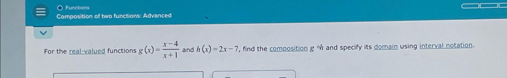 Solved FunctionsComposition of two functions: AdvancedFor | Chegg.com