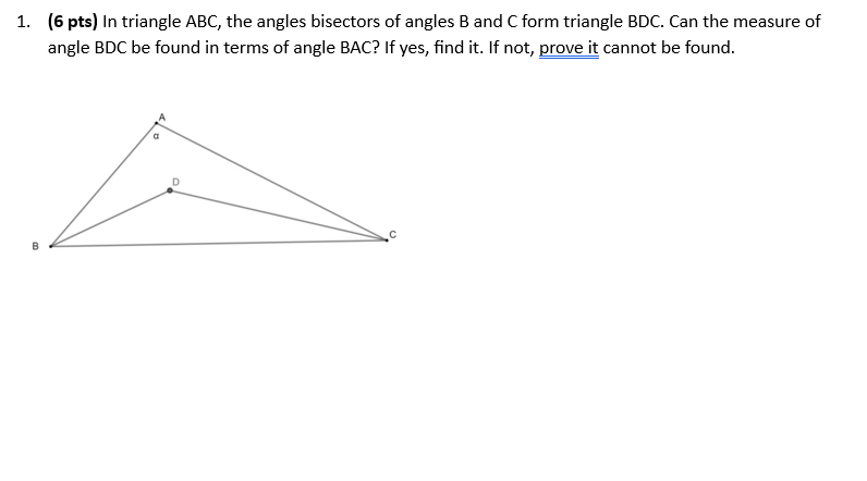 Solved In triangle ABC, the angles bisectors of angles B | Chegg.com