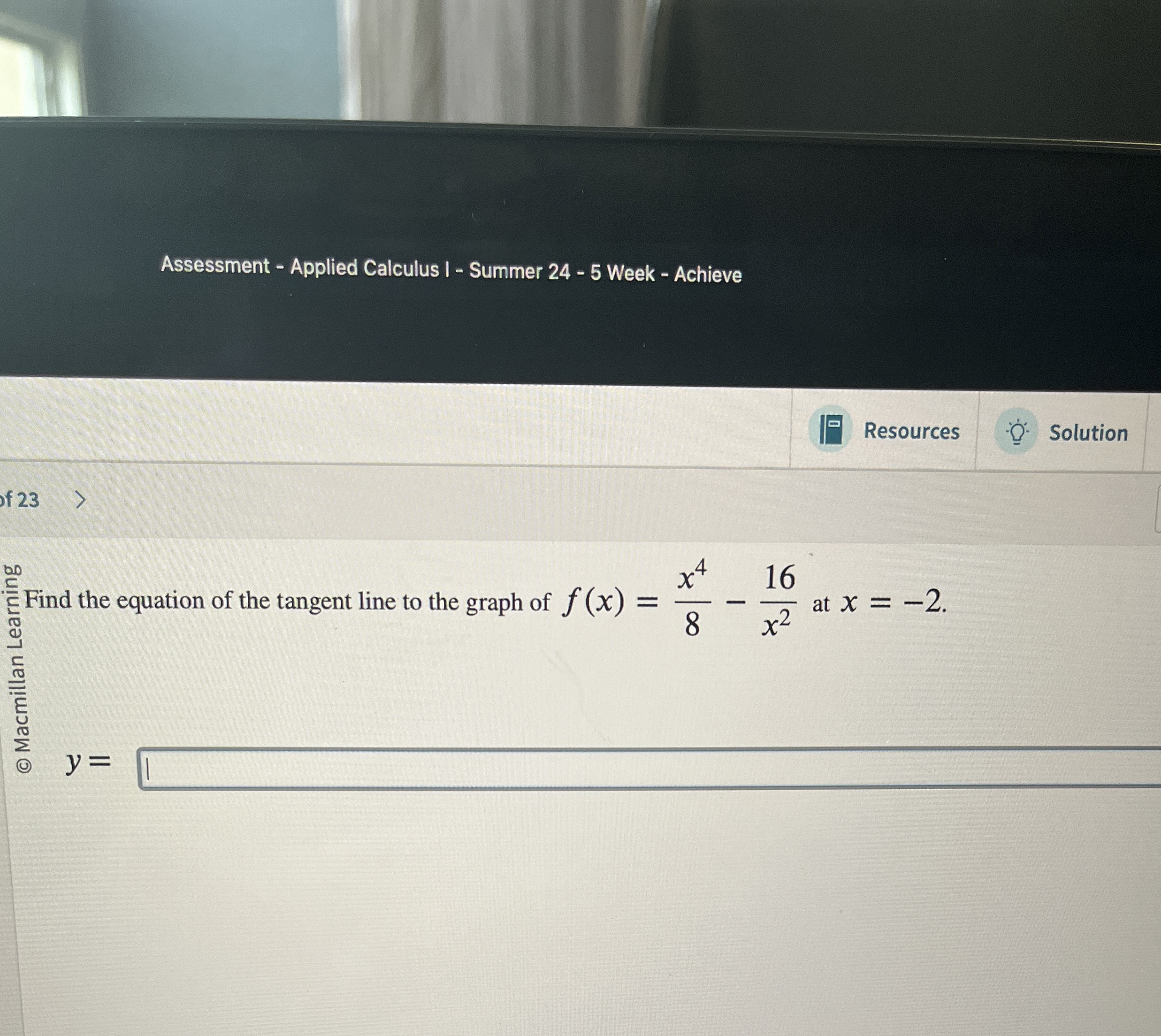 Assessment - ﻿Applied Calculus I - ﻿Summer 24 - 5 | Chegg.com