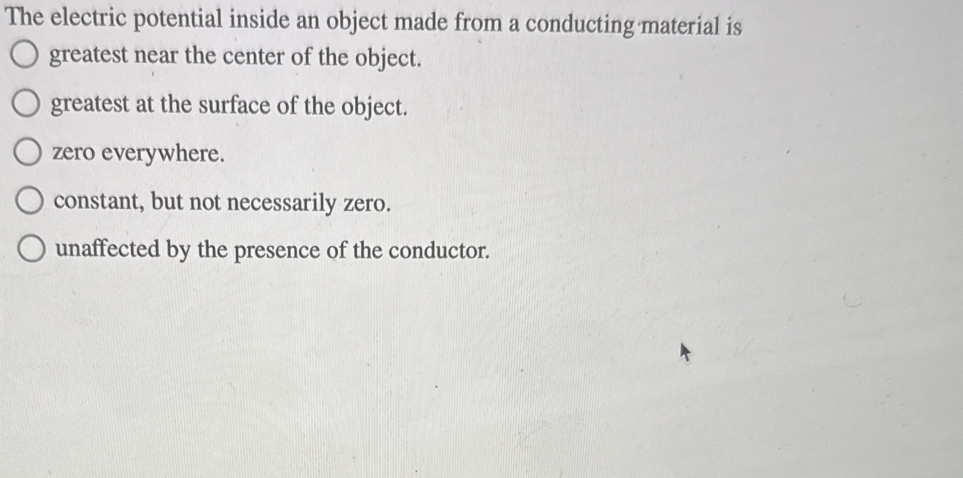 Solved The electric potential inside an object made from a | Chegg.com
