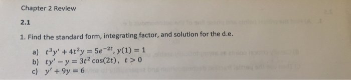 Solved Chapter 2 Review 2.1 1. Find the standard form, | Chegg.com