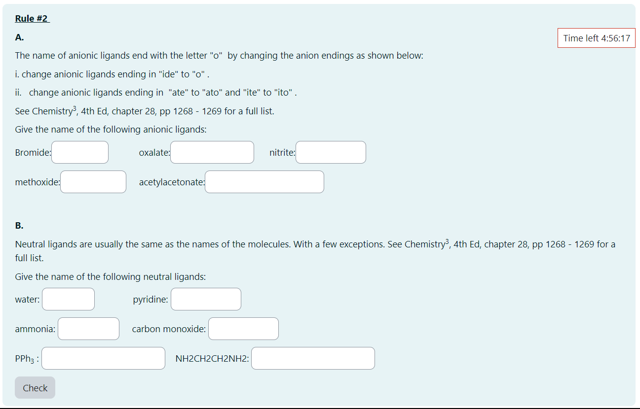 Solved Rule #2A.The name of anionic ligands end with the | Chegg.com