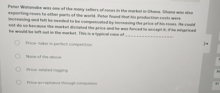 Solved Peter Watanabe was one of the many sellers of roses | Chegg.com