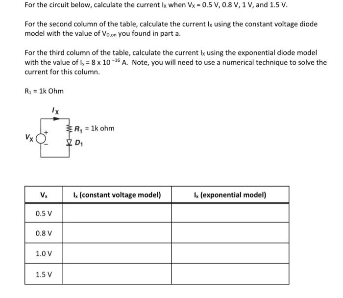 Solved For the circuit below, calculate the current Ix when | Chegg.com