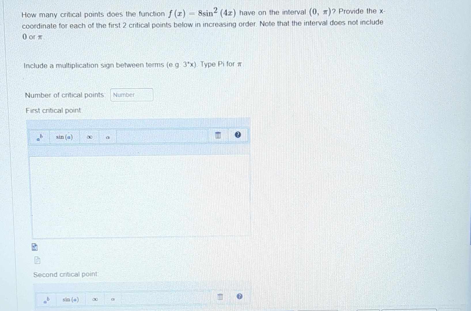 Solved How Many Critical Points Does The Function Chegg