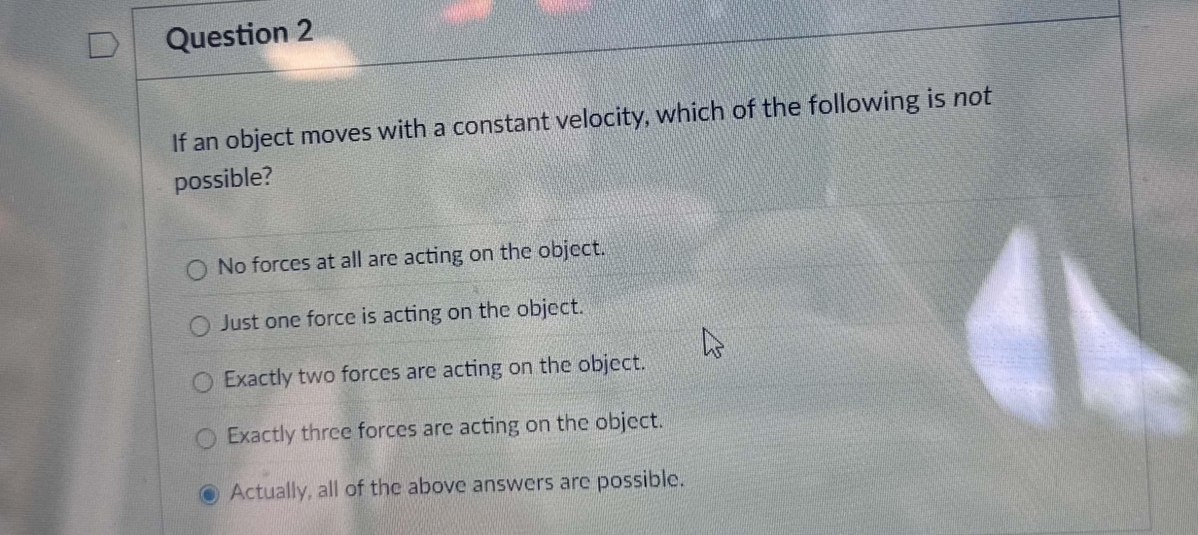 Solved Question 2If an object moves with a constant | Chegg.com