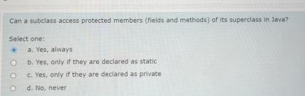 Can a subclass access protected members (fields and | Chegg.com