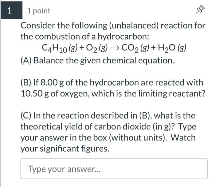 Solved Consider the following (unbalanced) reaction for the | Chegg.com